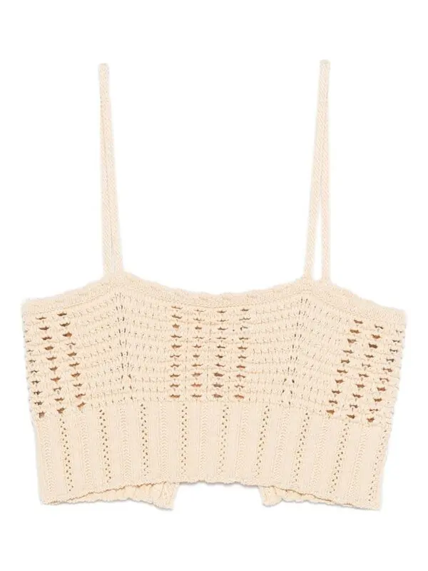 FORTE_FORTE Cropped Crochet Tank Top With Mother-of-pearl Buttons