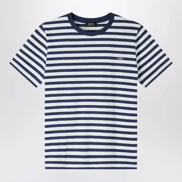 A.p.c. Striped And White Crew-neck T-shirt