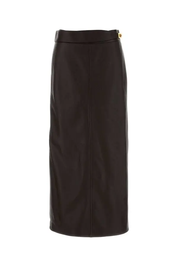 FERRAGAMO Dark Leather Skirt - Brown