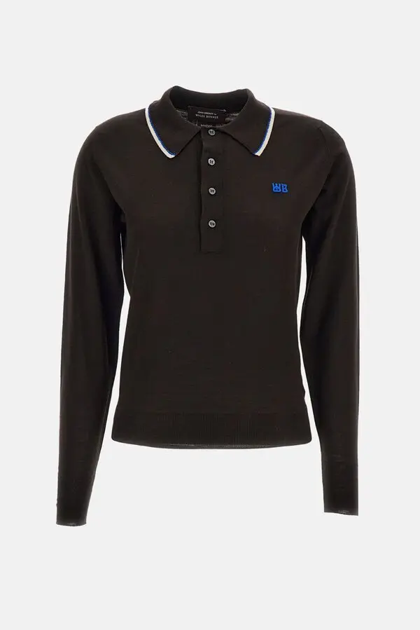 WALES BONNER John Smedley For Long-sleeved Merino Wool Polo - Multicolor