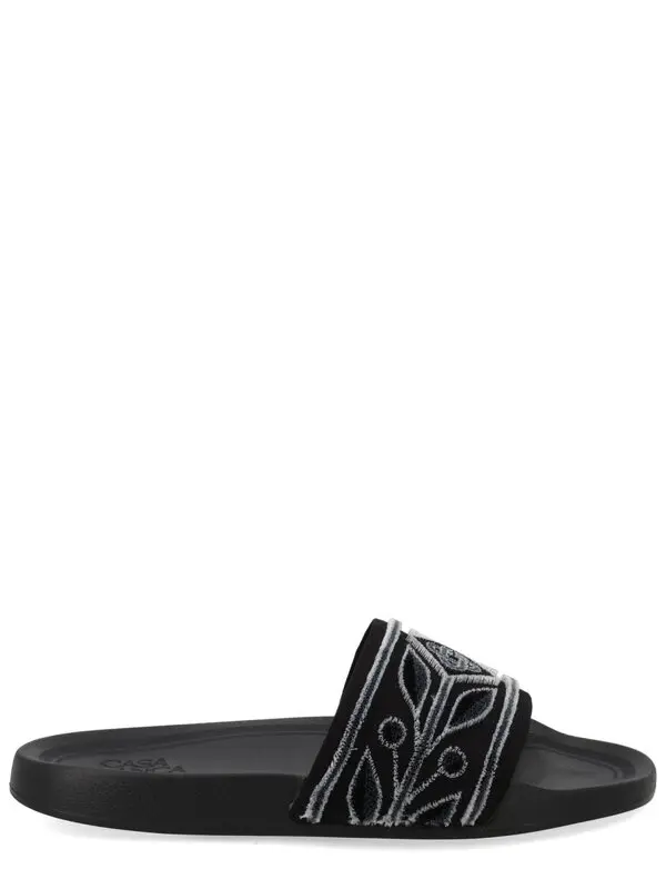 Casablanca Embroidered Slide - Black
