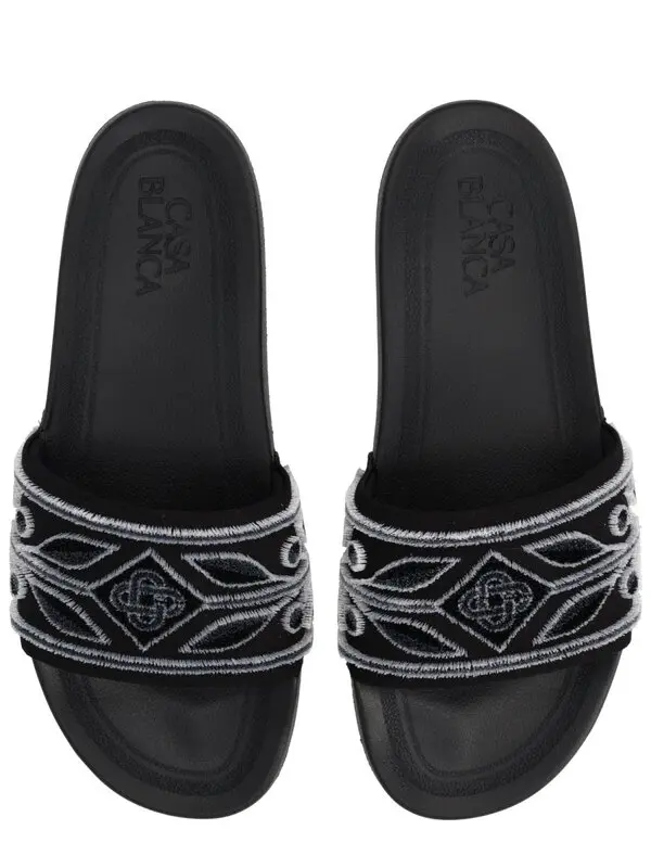 Casablanca Embroidered Slide - Black