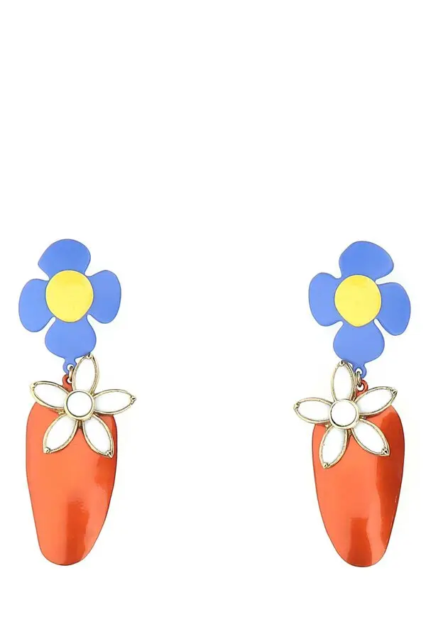 Saint Laurent Metal And Resin "fleur Et Fraise" Dangle Earrings - Multicolor