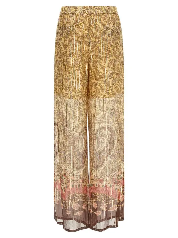 Valentino Garavani Voyage Imaginaire Paisley Print Silk Lamé Pants - Multicolor