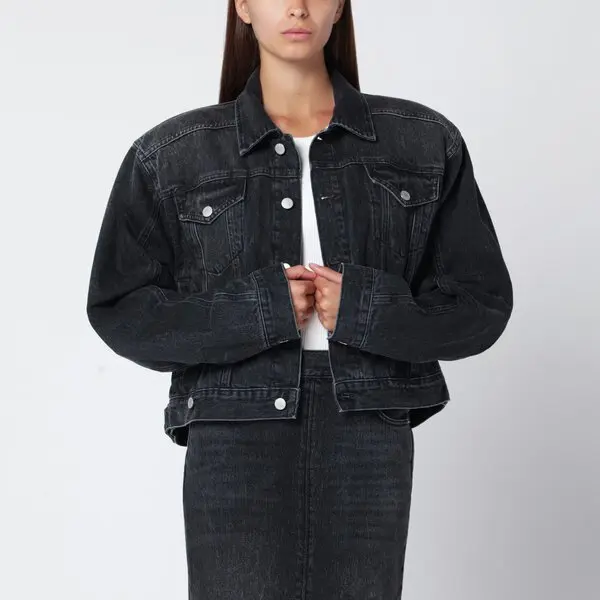HAIKURE Washed Effect Denim Jacket - Black