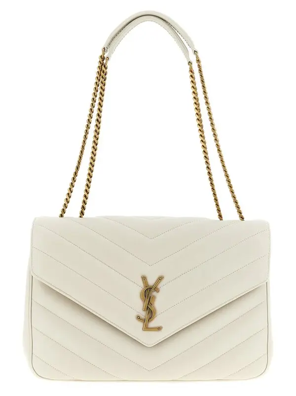 Saint Laurent Loulou Large Quilted Lambskin Shoulder Bag - Cream