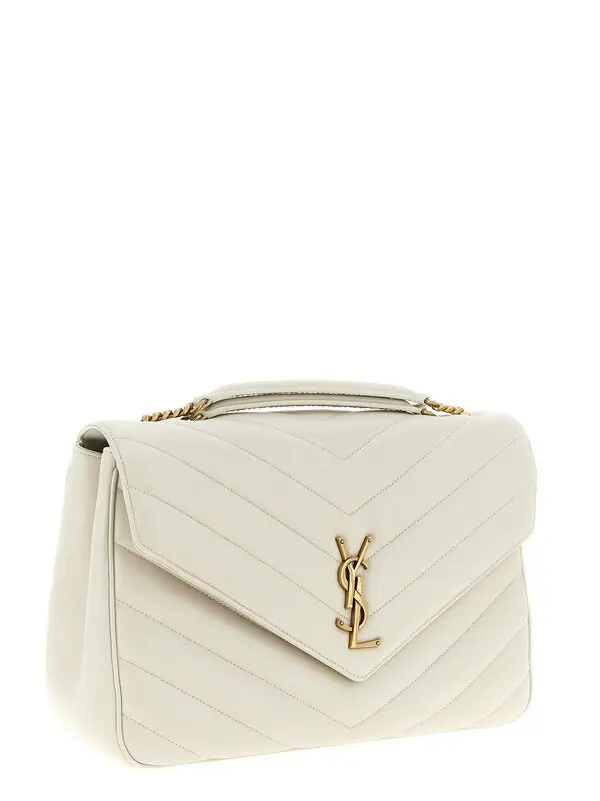 Saint Laurent Loulou Large Quilted Lambskin Shoulder Bag - Cream