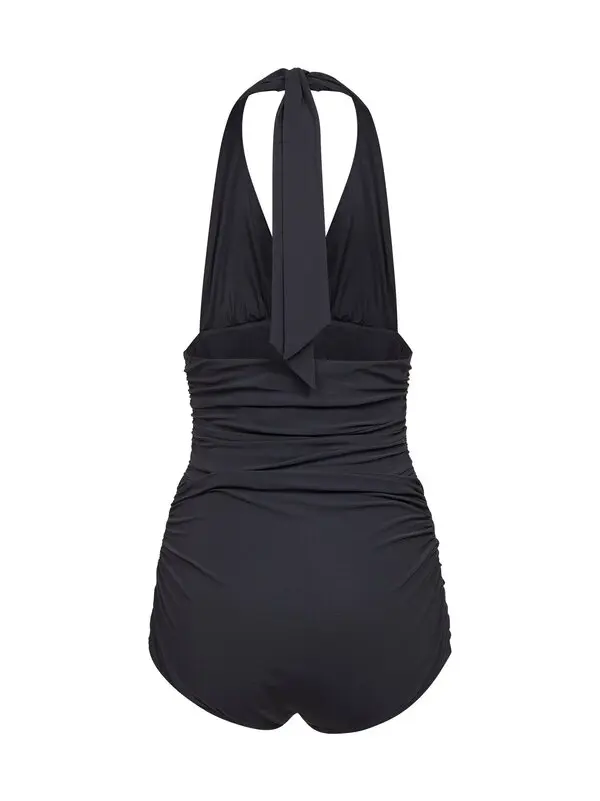 Dolce & Gabbana Black Sensitive Fabric Draped One-piece Swimsuit