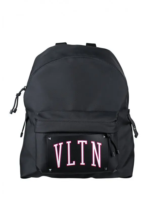 Valentino Garavani Nylon Backpack With Vltn Logo Plaque - Black