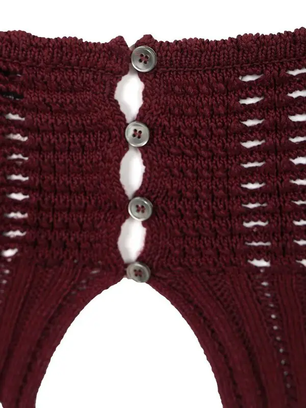 FORTE_FORTE Cropped Crochet Cotton Tank Top With Mother-of-pearl Buttons