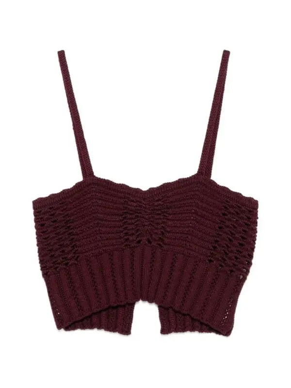 FORTE_FORTE Cropped Crochet Cotton Tank Top With Mother-of-pearl Buttons