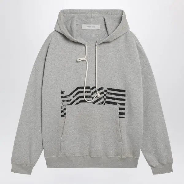 GOLDEN GOOSE Journey" Graphic Print Fleece Hoodie - Gray