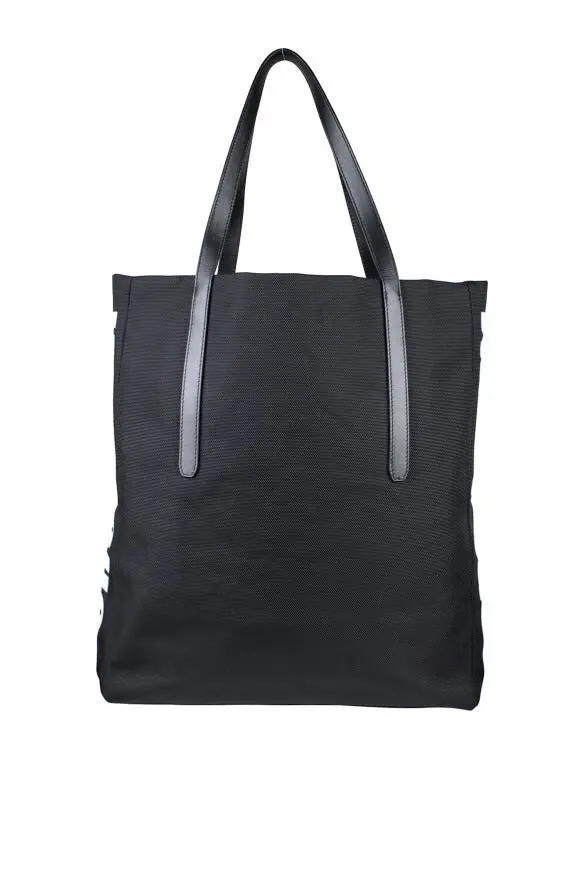 JIMMY CHOO Nylon Tote Bag With White Logo - Black