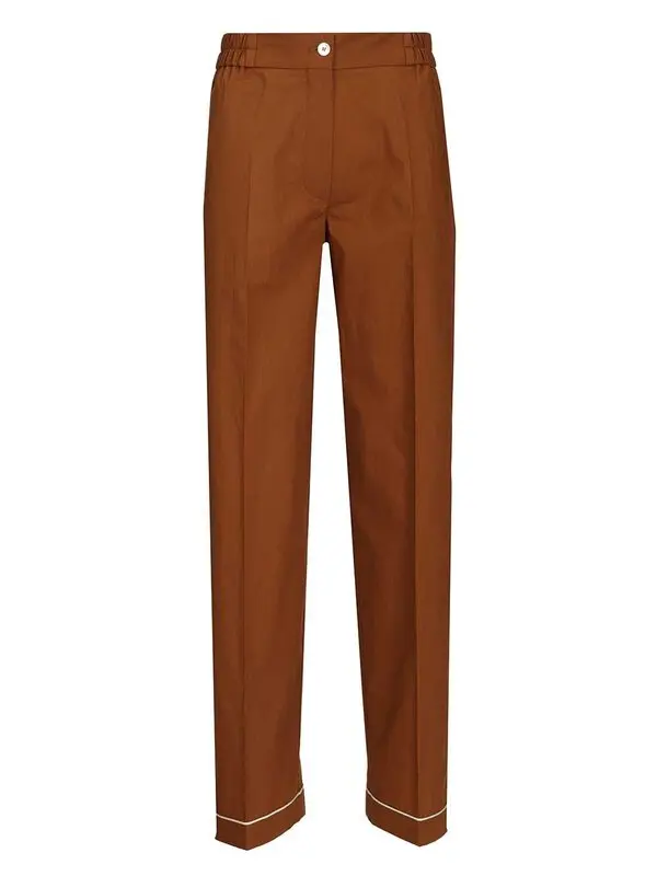 FORTE_FORTE Cotton Poplin Pyjama Trousers - Brown