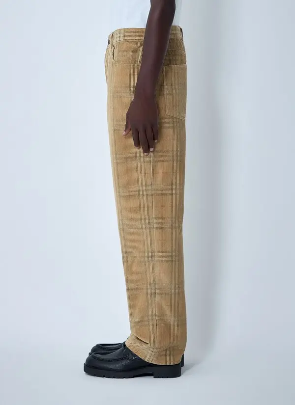 Burberry Mid Rise Check Cotton Trousers