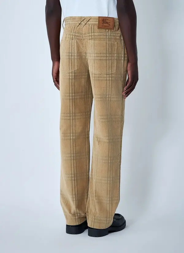 Burberry Mid Rise Check Cotton Trousers