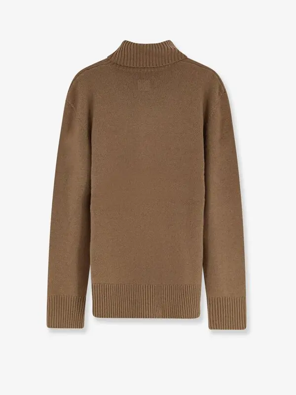 TOTEME Cashmere Ribbed Knit High Neck Long Sleeve Sweater - Brown