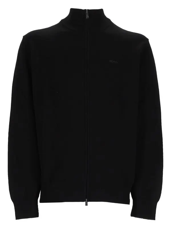 BOSS Zip-up Logo Cardigan - Black