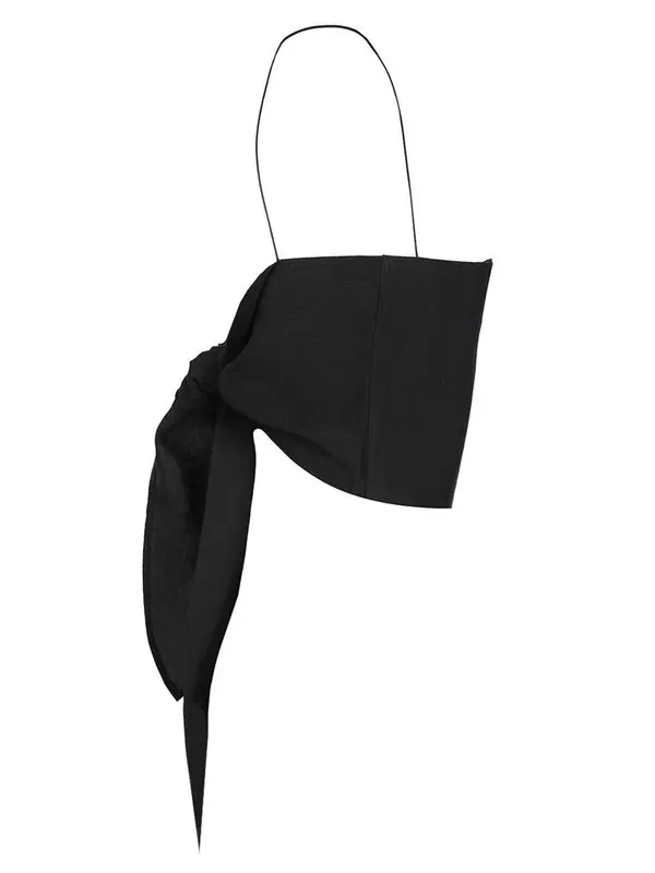 FORTE_FORTE Stretch Linen-viscose Blend Tube Top With Bow Detail