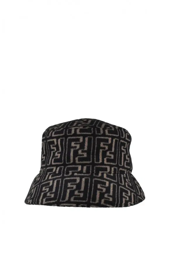 Fendi Jacquard Ff Logo Bucket Hat - Black