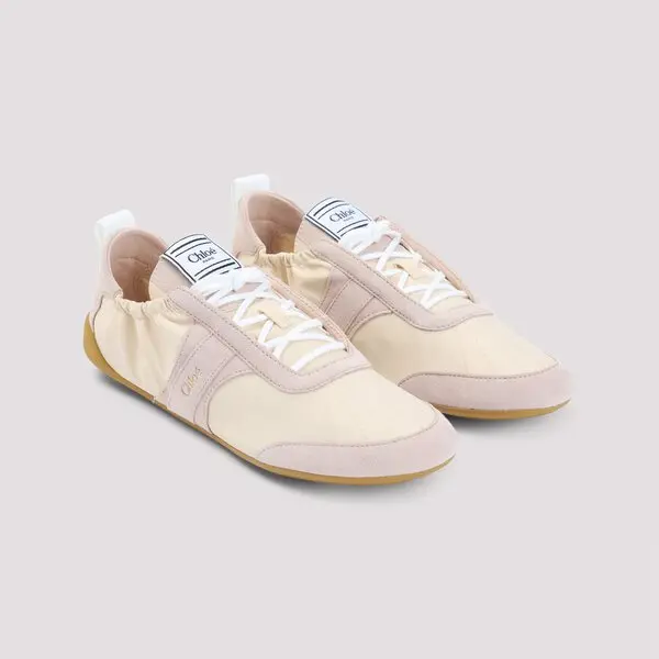 Chloé Beige Nylon And Suede Lace-up Sneakers