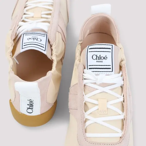 Chloé Beige Nylon And Suede Lace-up Sneakers - Multicolor