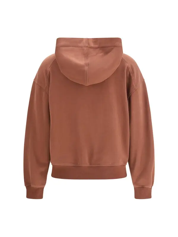 Brunello Cucinelli Hooded Smooth Cotton Sweatshirt With Shiny Zipper Pull