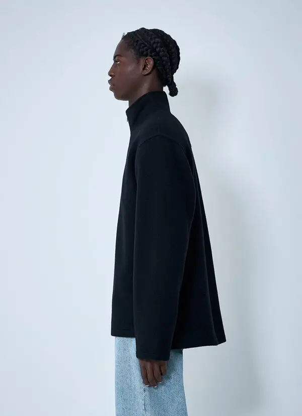 RIER Wool Zip-up Fleece Sweatshirt - Black