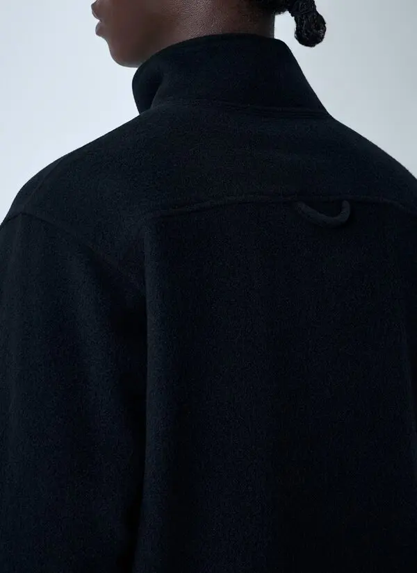 RIER Wool Zip-up Fleece Sweatshirt - Black