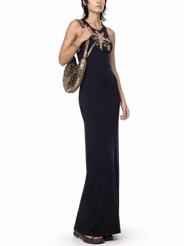 Rabanne Maxi Dress With Sequin Palm Detail