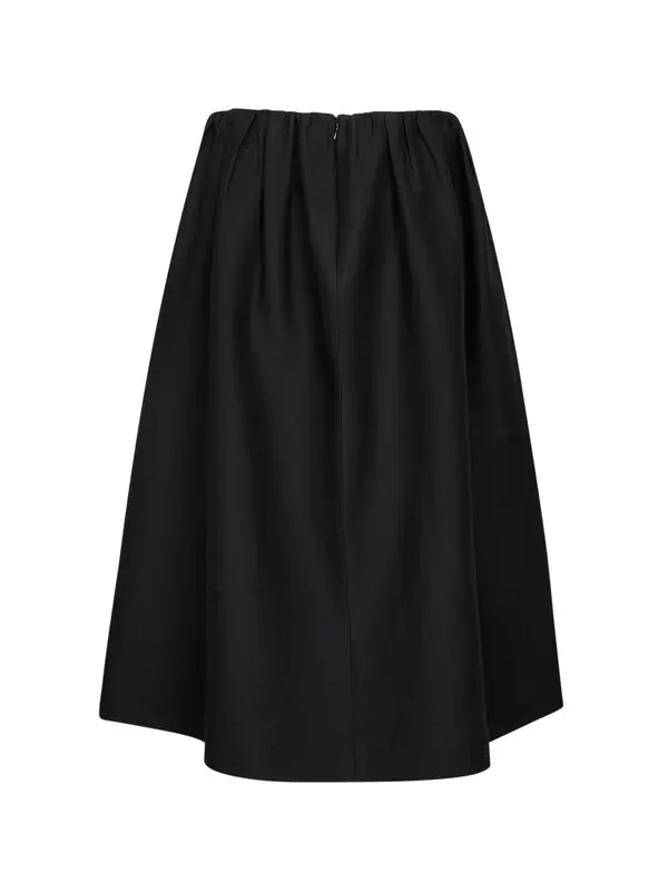 TOTEME Black Wool And Silk Gathered Midi Skirt - Multicolor