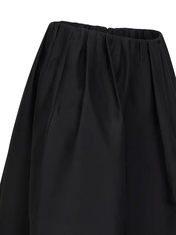 TOTEME Black Wool And Silk Gathered Midi Skirt - Multicolor