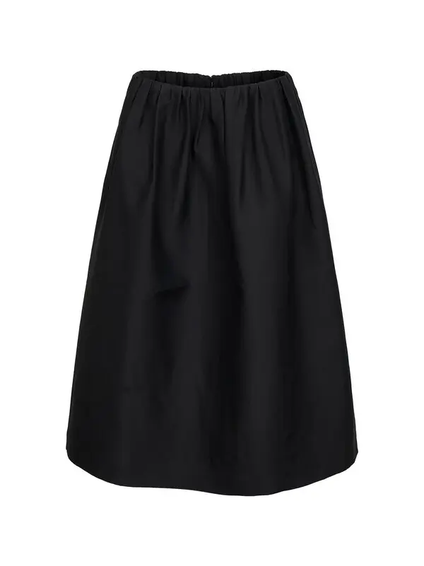 TOTEME Black Wool And Silk Gathered Midi Skirt - Multicolor