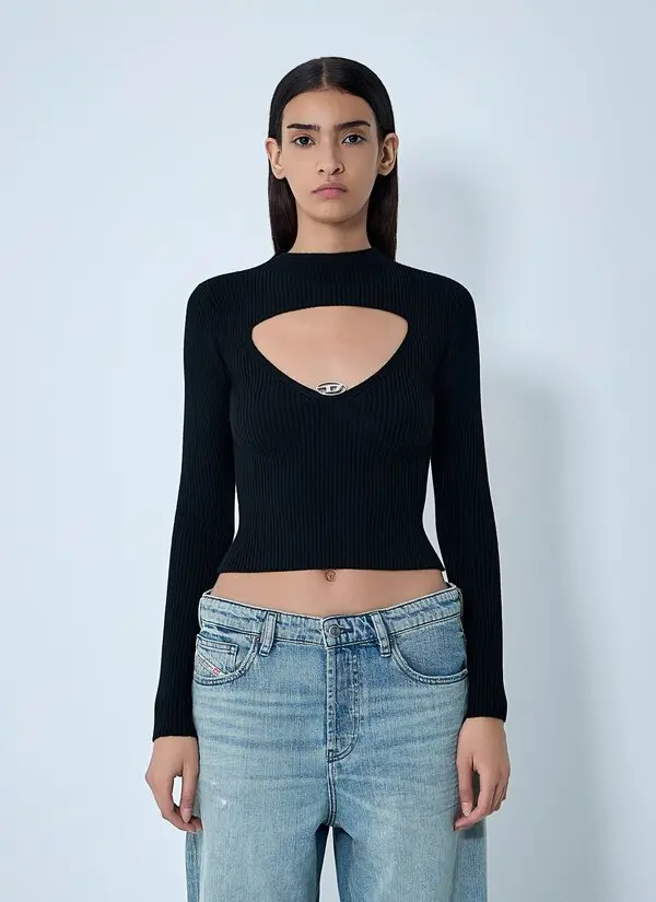 DIESEL® Wool Knit Cut-out Sweater - Black