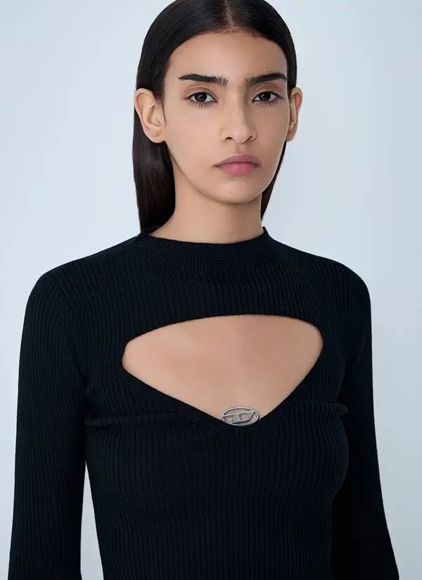 DIESEL® Wool Knit Cut-out Sweater - Black