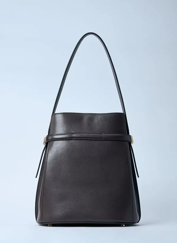 TOTEME Belted Leather Bucket Bag