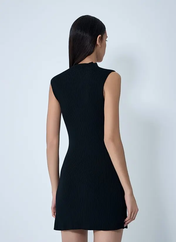 DIESEL® Ribbed Wool Mini Dress With Logo Hardware