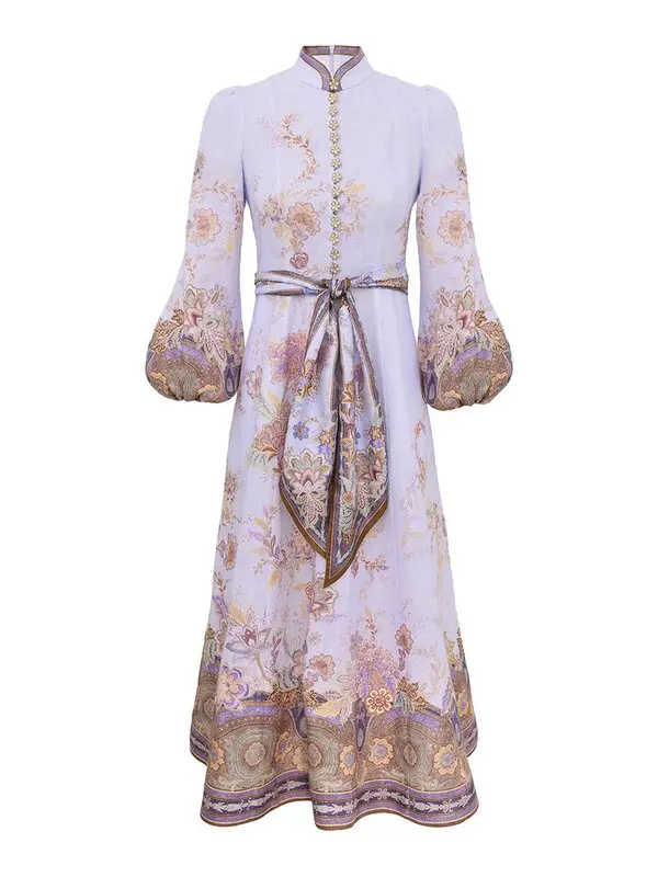Zimmermann Midi Dress In Linen - Multicolor