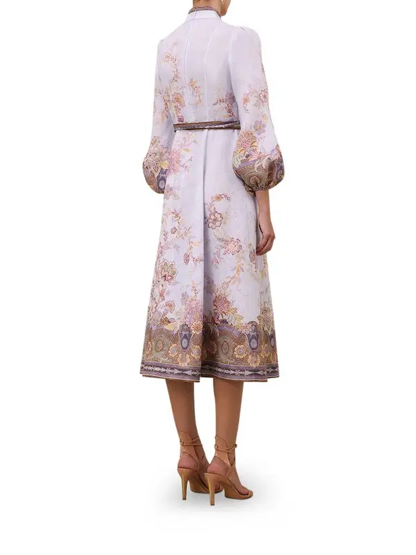 Zimmermann Midi Dress In Linen - Multicolor