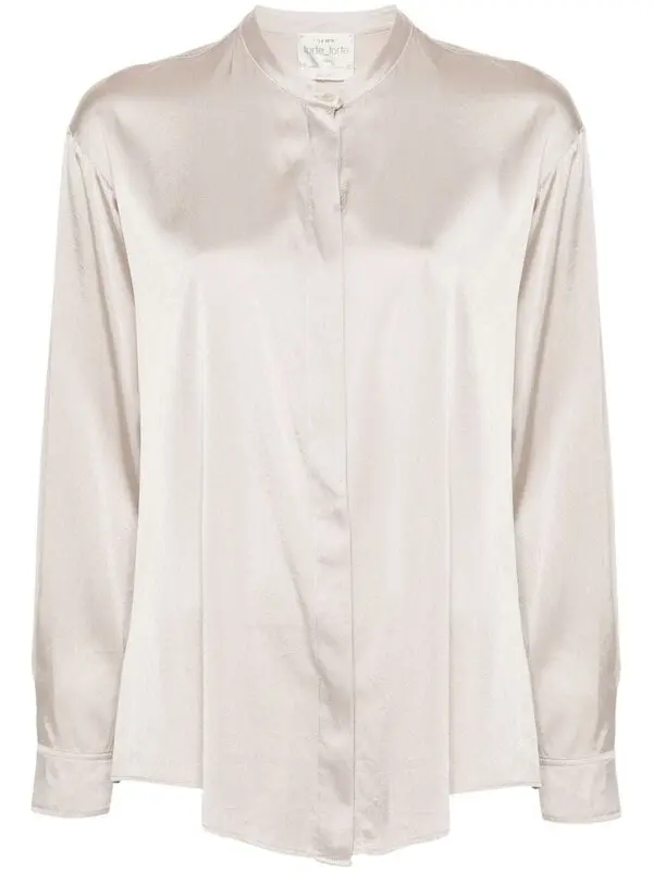FORTE_FORTE Long Sleeve Mandarin Collar Shirt