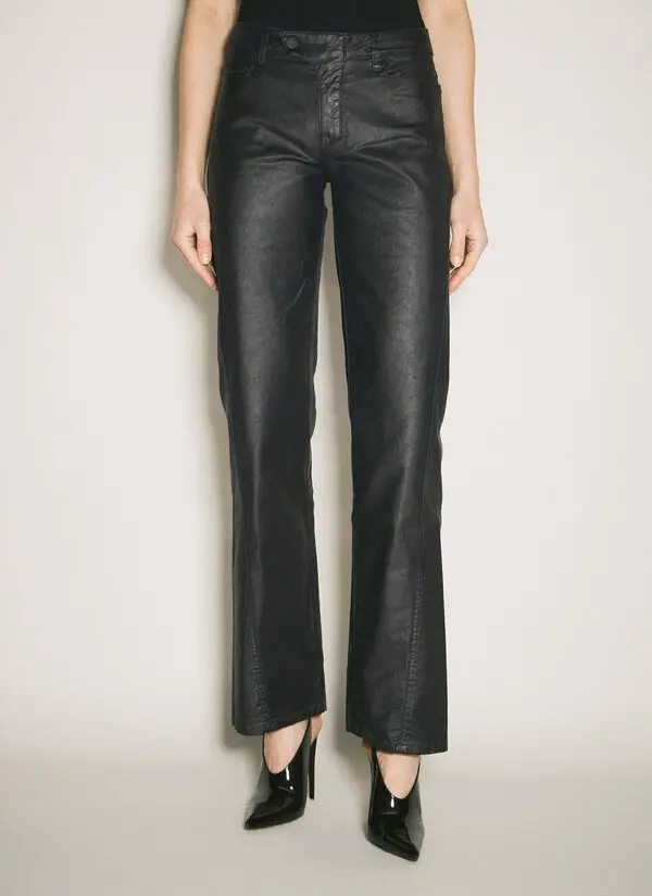MUGLER Waxed Straight Leg Pants