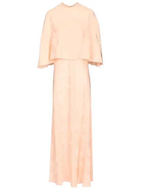 FORTE_FORTE Fluid Bouquet Jacquard Bias Maxi Dress With Cape Effect - Multicolor