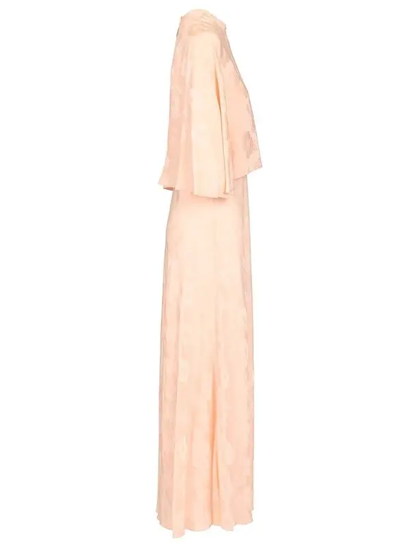 FORTE_FORTE Fluid Bouquet Jacquard Bias Maxi Dress With Cape Effect - Multicolor