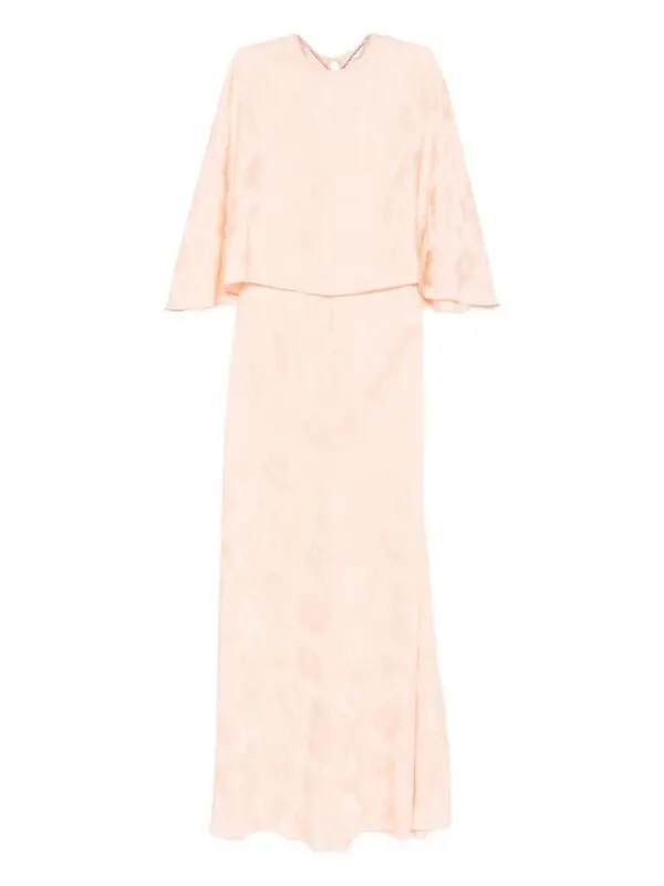 FORTE_FORTE Fluid Bouquet Jacquard Bias Maxi Dress With Cape Effect - Multicolor