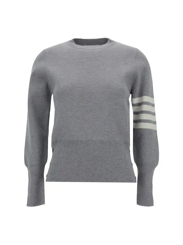 Thom Browne Virgin Wool Sweater With Button Detail - Gray
