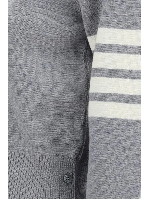 Thom Browne Virgin Wool Sweater With Button Detail - Gray