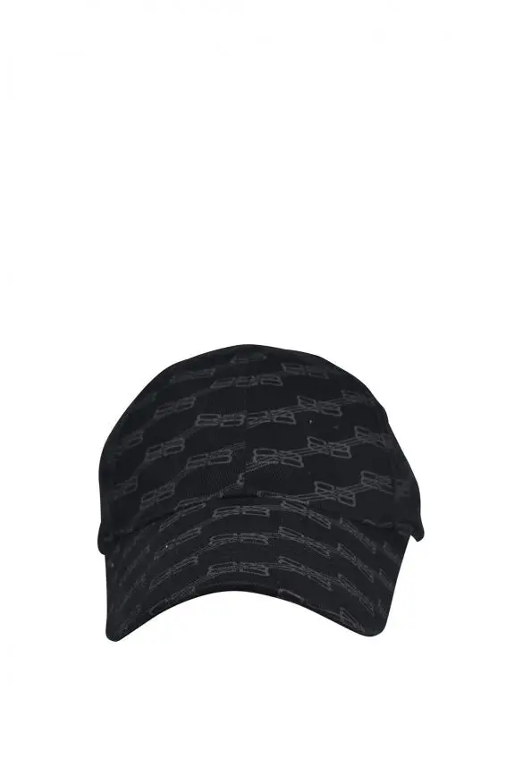 Balenciaga Monogrammed Cotton Cap - Black