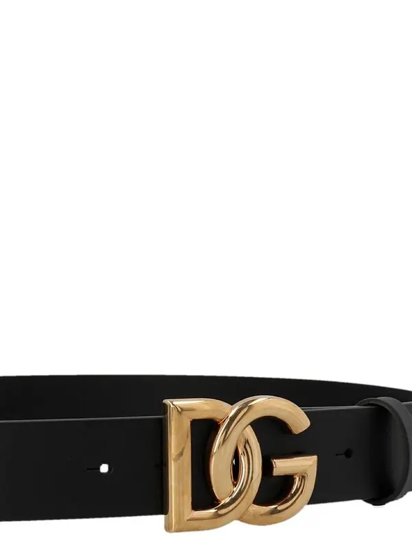 Dolce & Gabbana Asta Tosca Leather Belt With Gold Logo Buckle