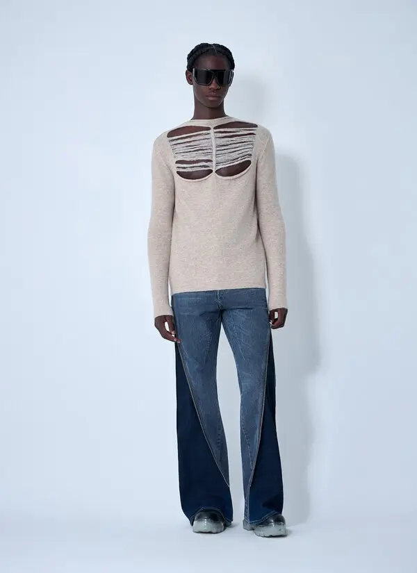 Rick Owens Distressed Wool-blend Knit Top - Multicolor
