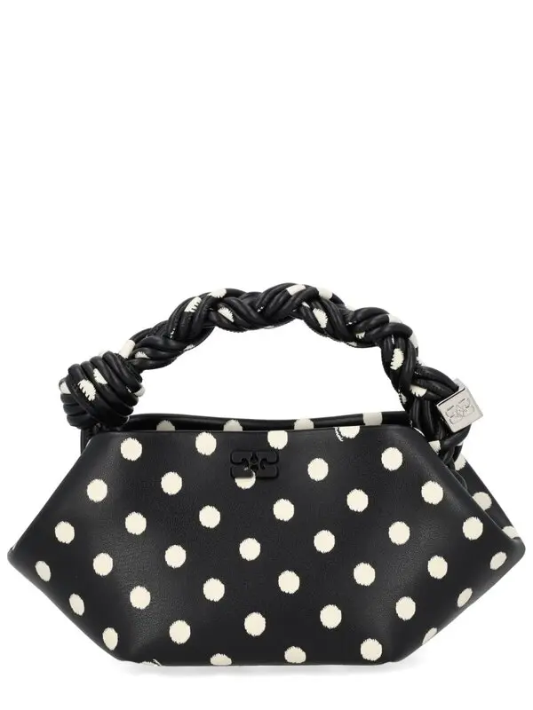 GANNI Mini Bou Bag With Twisted Handle And Polka Dot Pattern - Black